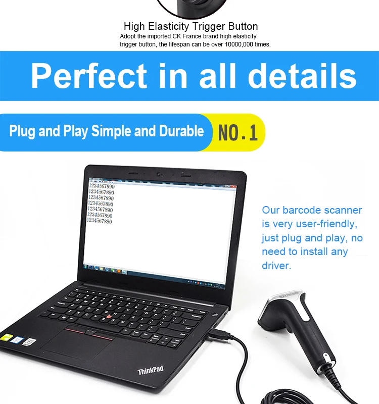 Qr Code 2D Barcode Scanner - Symcode MJ-6709 with 16M Memory