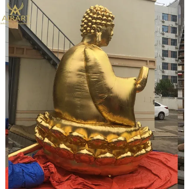 4m Tall Inflatable Gold Buddha Statue Model Balloon for Sale
