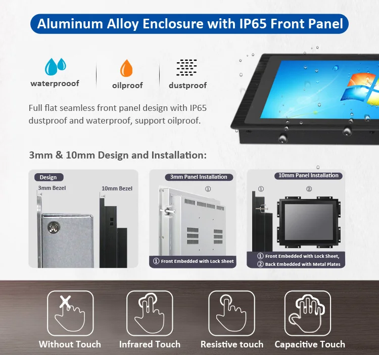 Full Hd 13.3 Inch Ip65 J1900/core I3/i5/i7 Embedded Panel Pc Industrial Touch Screen Computer ...