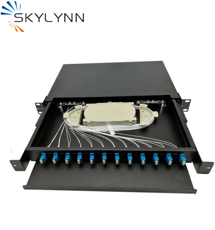 Ftth 2 4 6 8 12 24 48 96 Core 1u Odf Box Sliding Din Rail Rack Mount Sc ...