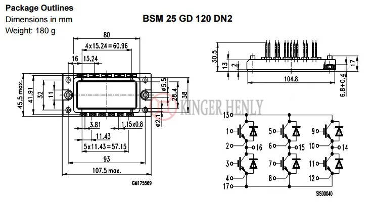 Bsm25gd120dn2 Frequency Control 3phase Full-bridge 35a 1200v 6-pack ...