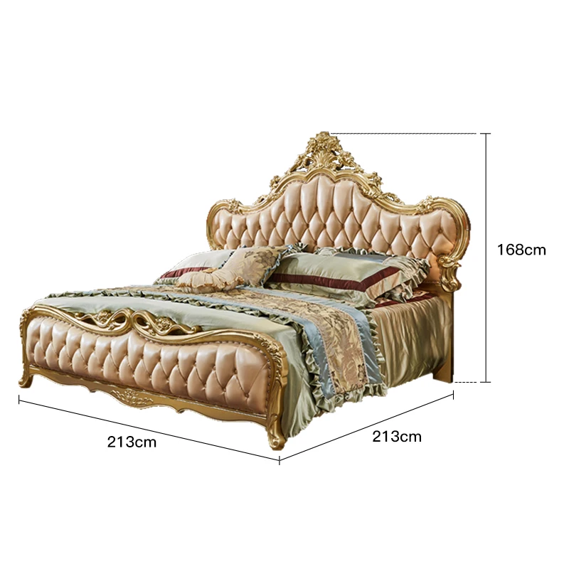 Fancy Bed Furniture Wood Carving Leather Bedroom Furniture Comfortable ...