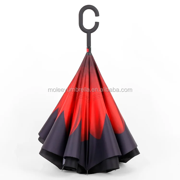 Wholesale C Handle UV Protection Automatic Inverted Umbrella