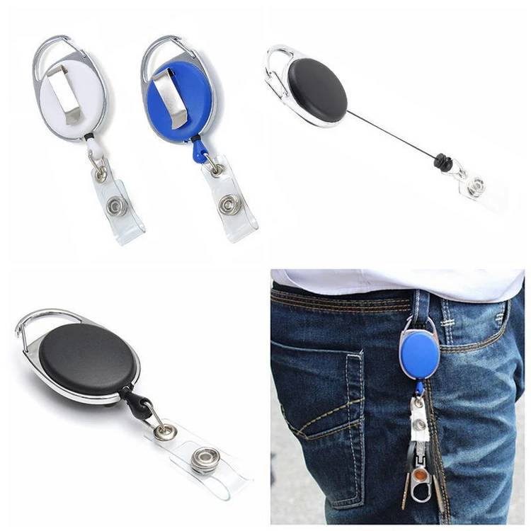 Customized Metal Retractable Badge Reel/carabiner Id Card Retractable ...