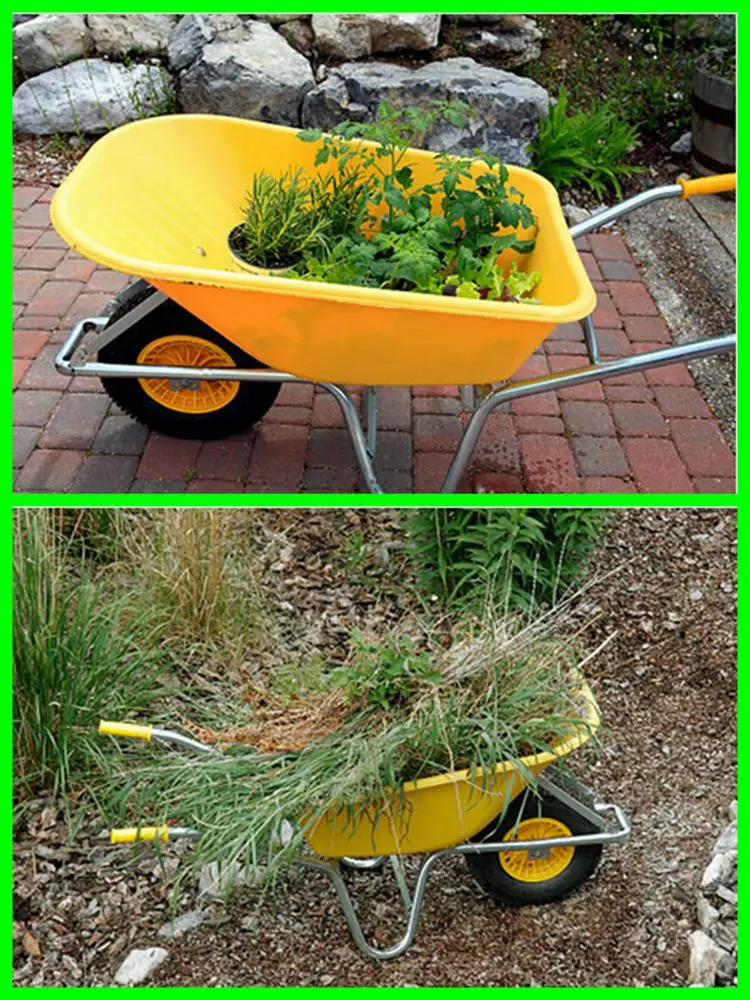 6 Cu. Ft Plastic Tray Bucket Wheelbarrow With Pneumatic Wheel - Buy ...