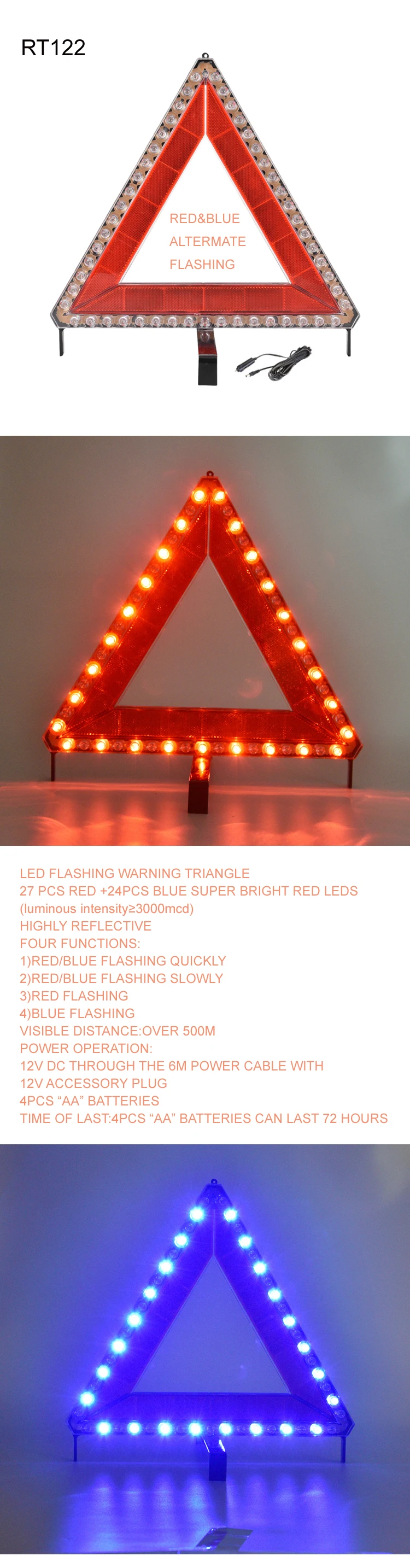 51pcs Led Light Warning Triangle Accessory Plug/batteries Led Warning ...