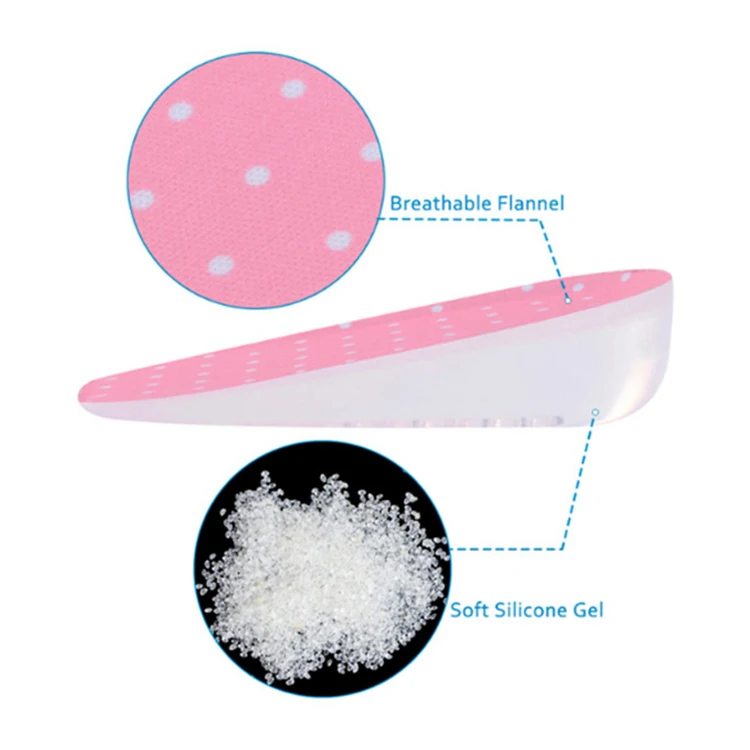 Silicone Gel Stealth Half Heel Height Increase Insoles Damping Buffer ...