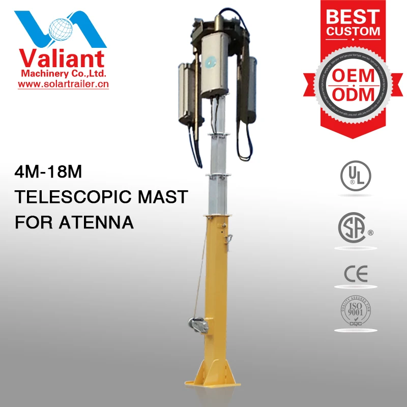 4-18m Hand Winch Telescopic Masts And Mobile Antenna Telescopic Mast ...