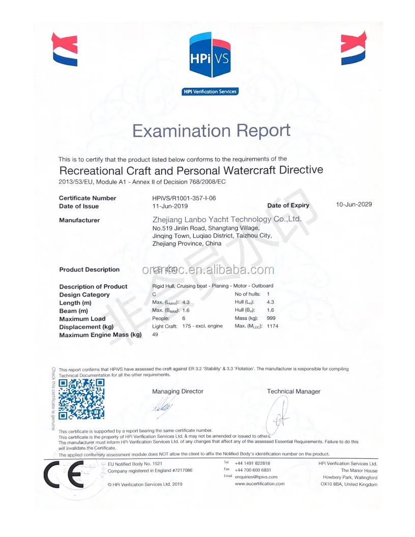 Customize Color CE Certificate 4.3m Durable Fishing Kayak