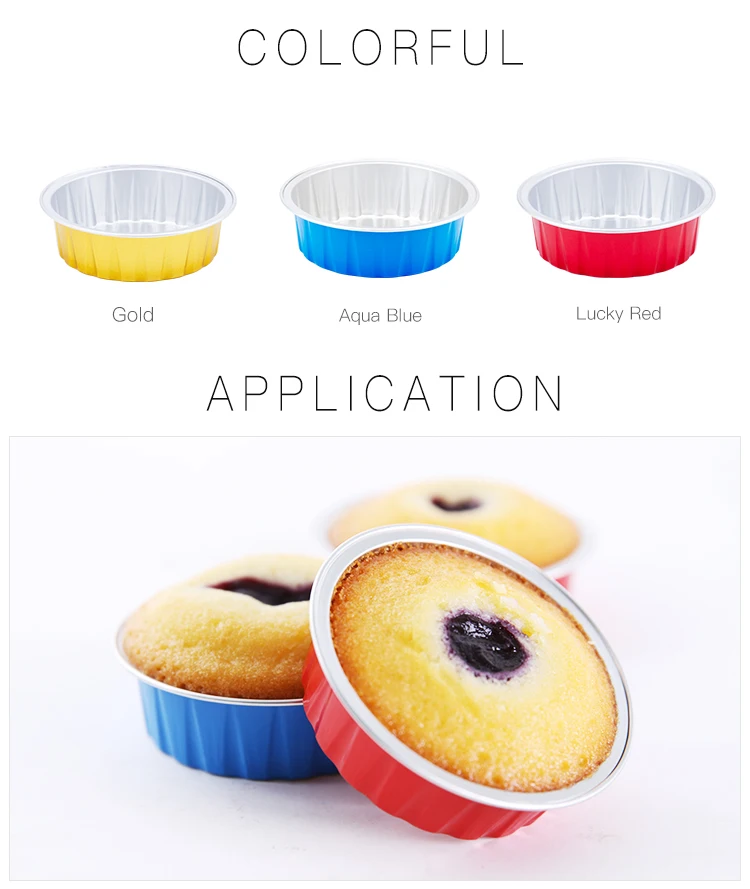 Aluminum Foil Container Colorful Round Pudding Cheese Cake Container ...