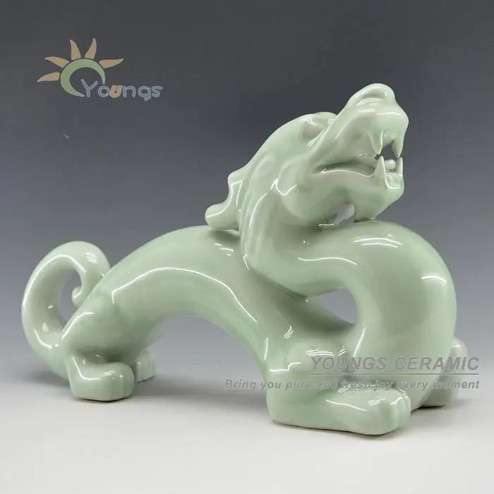 Antique Chinese Ceramic Porcelain Mascot Jade Dragon Statue - Buy ...