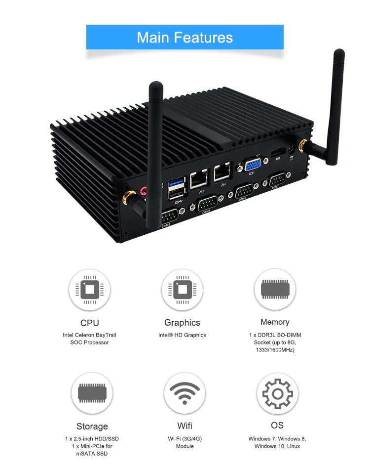 Qotom Q190x Mini Computer Hardware Bay Trail J1900 Dual Lan Oem Mini Pc ...