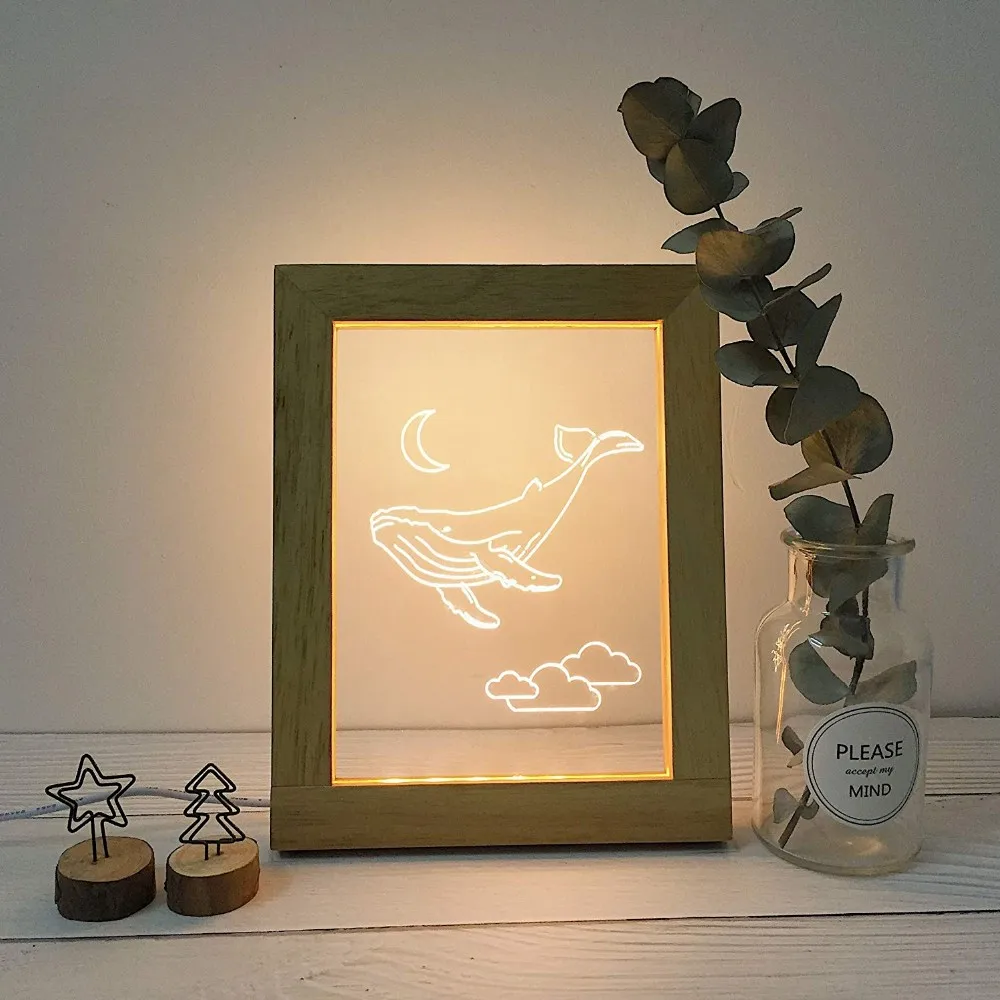 Led Home Decoration Wood Photo Frame Lights - Buy Led Night Light With ...