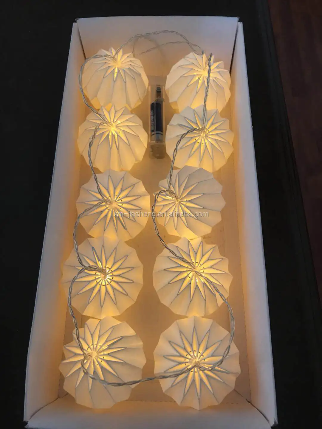 Battery Operated Origami Foldable Paper Lantern Christmas Decoration ...