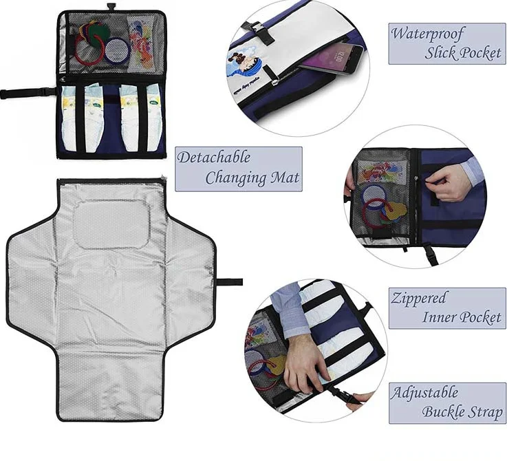 Small Foldable Diaper Bag Changing Set Changing Mat For On The Way ...