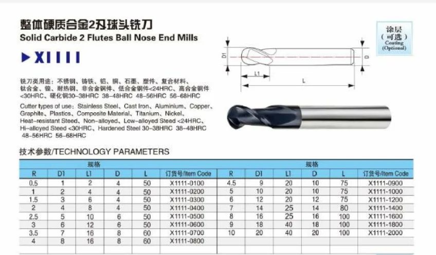 Cnc End Mill 6mm Carbide Two Flutes Ball Nose Router Bits For Cutting ...