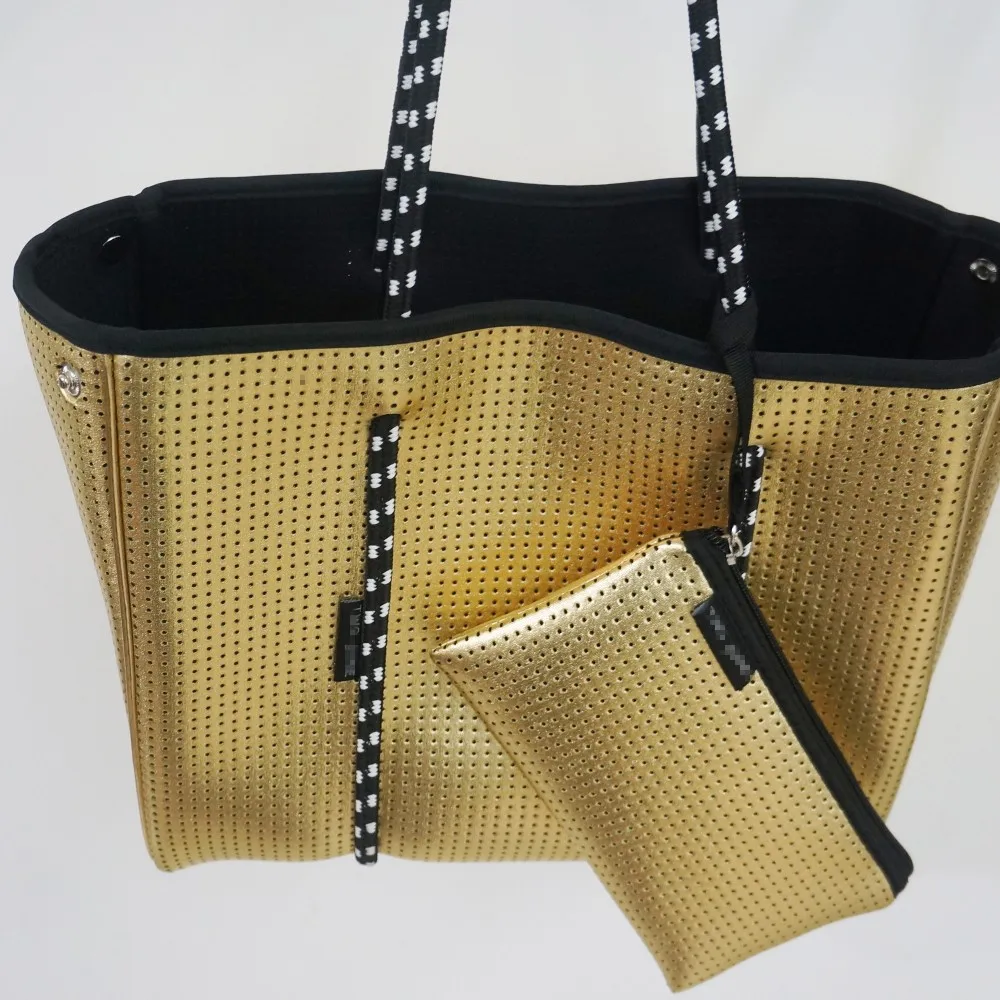 2 In1set Fashion Designer Women Neoprene Handbags in Gold Color ...