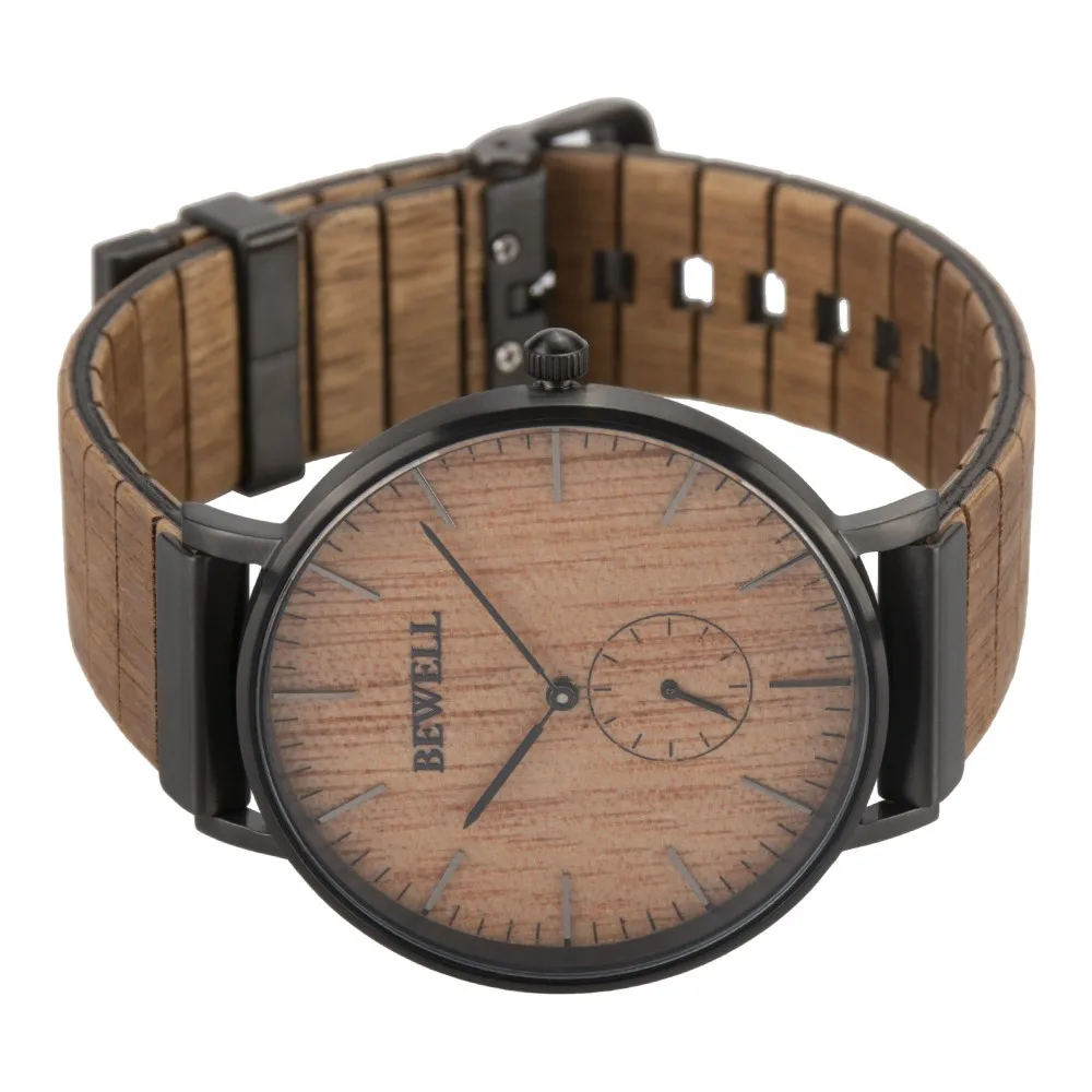 New Stainless Steel Back Quartz Watch Sr626sw Wood Leather Band Watch ...