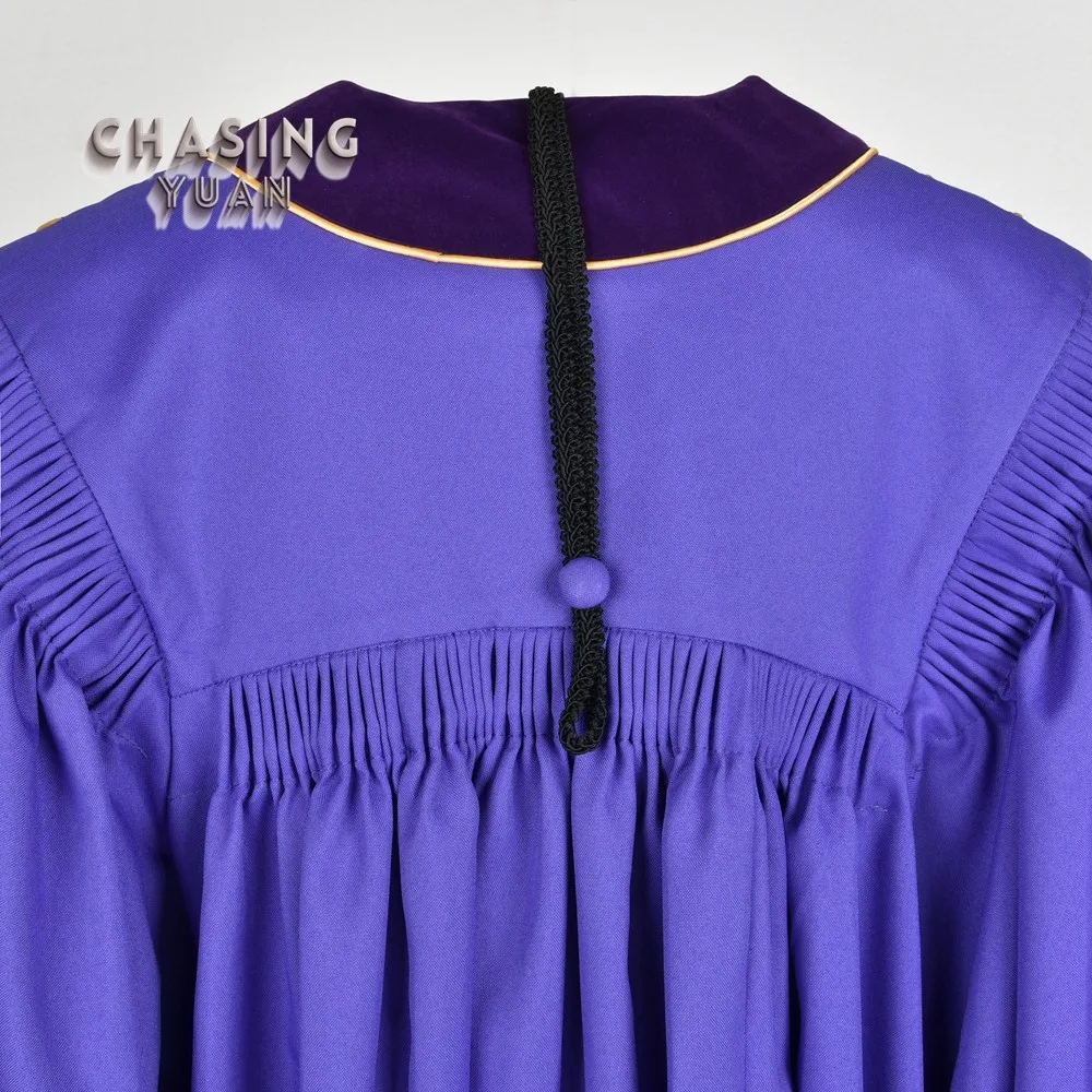 Unisex Clergy Robe Bishop Purple with Gold Trim Latin Crosses