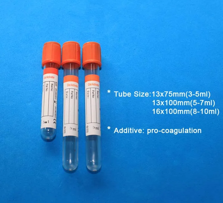 Vacuum Blood Tube Orange Clot Activator Pro-coagulation Test Tube - Buy ...