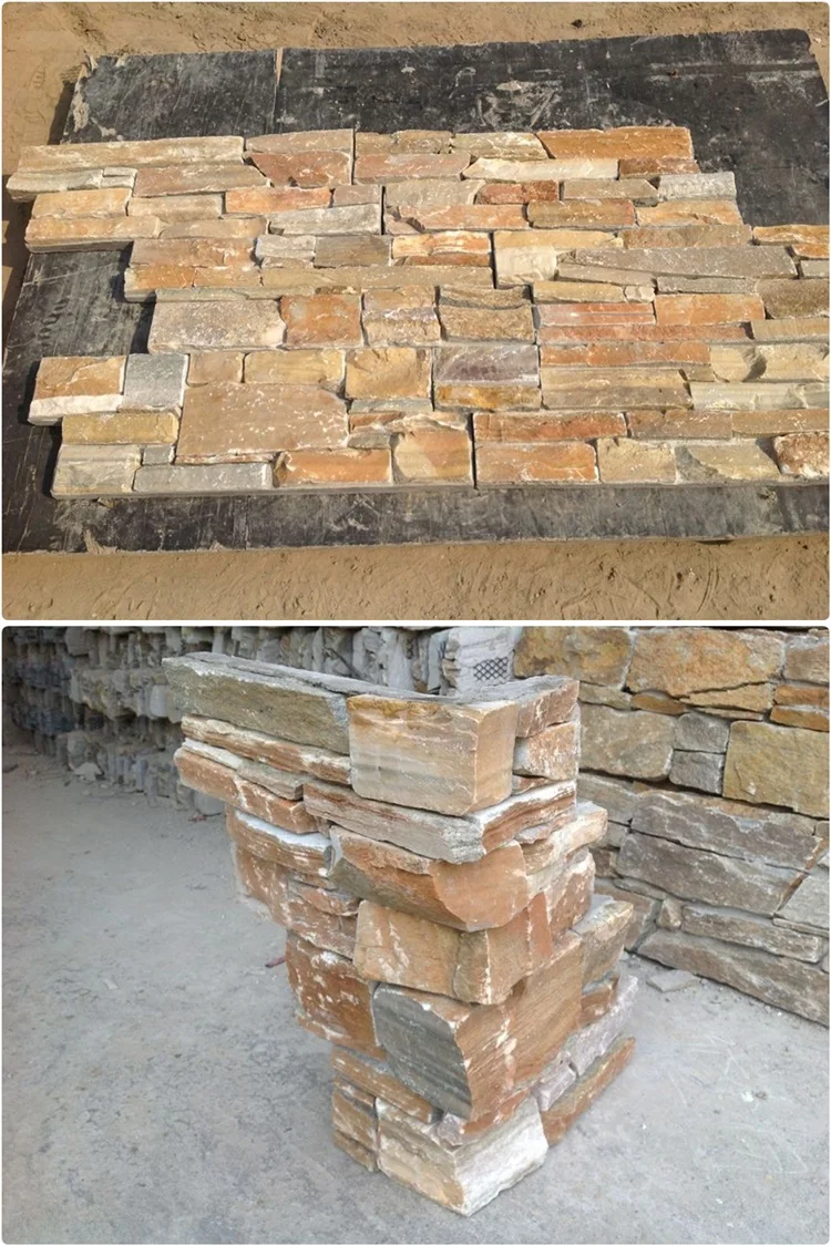 Zement Außenwand Stein Panel Goldene Honig Schiefer Leiste Stein - Buy ...