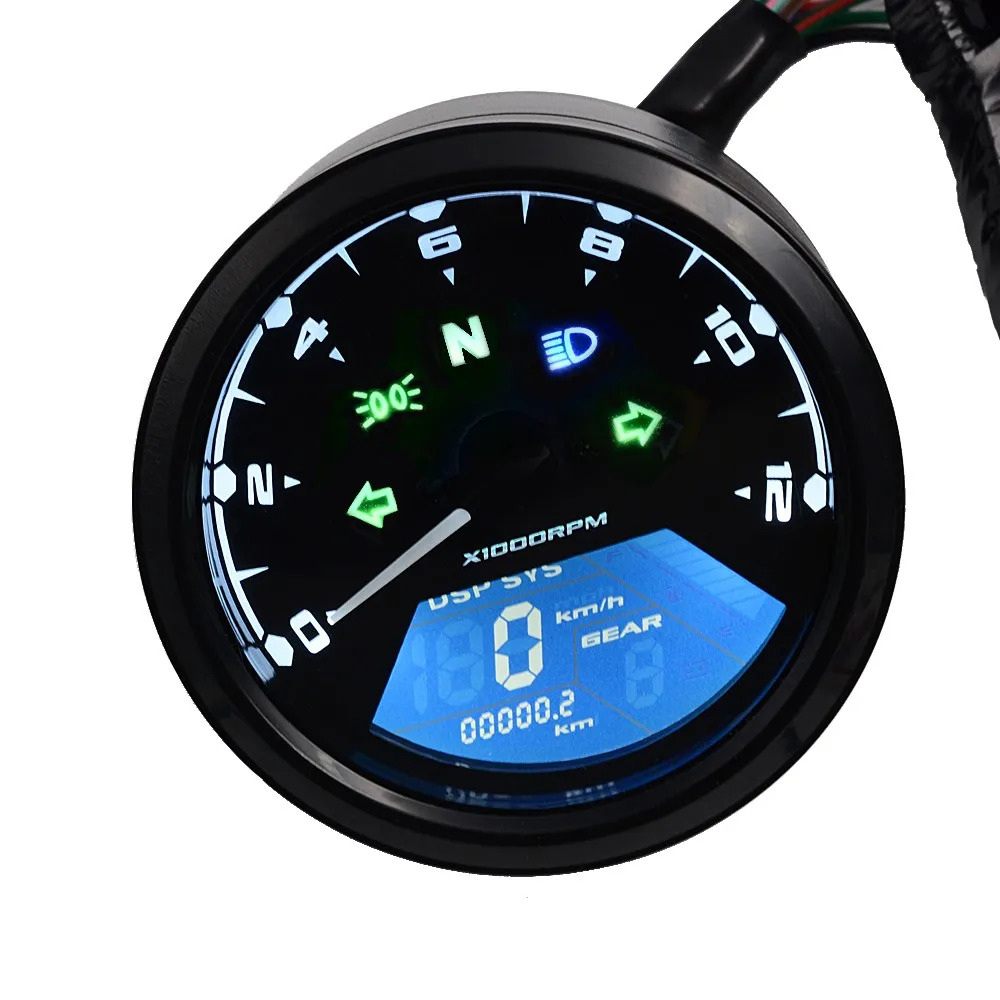 Motorcycle Meter LED Digital Indicator Light Tachometer Odometer ...