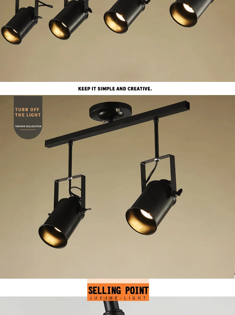 American Retro Track Light Decorative Ceiling Track Spotlights E27par30 ...