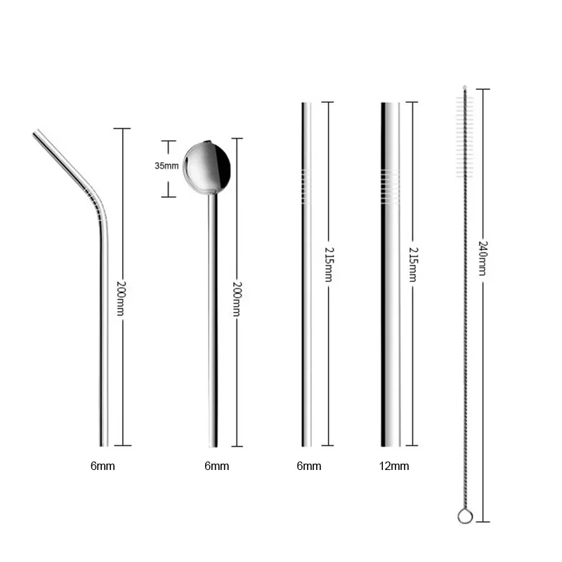 Portable Metal Bubble Tea Straw Set Stainless Steel Drinking Straw Set ...