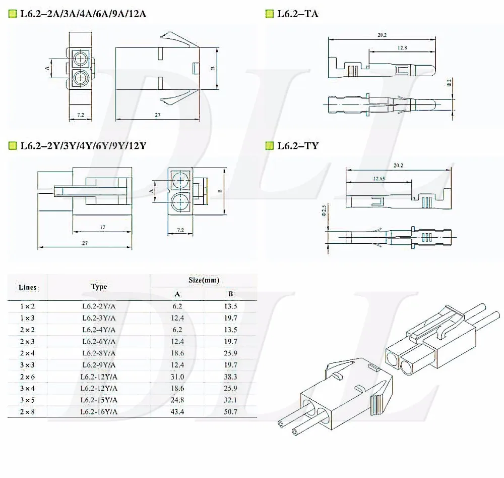 Jst L6.2mmピッチlr-12-1 Lr-02-1 Lr-03-1 Lr-04-1 Lr-06-1 Lr-09-1ワイヤ対ワイヤコネクタ ...
