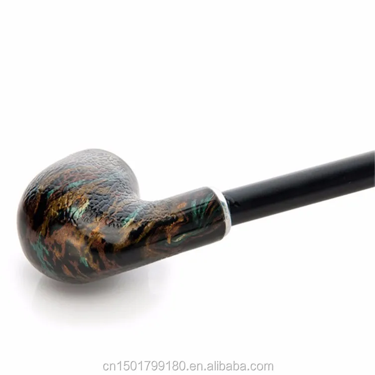 Ekj-5513l Carving Snake Skin Style Resin Wood Smoking Pipe Long Tube ...
