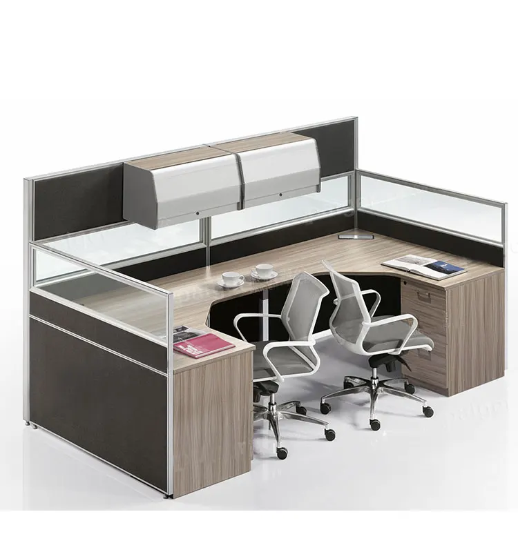 Wooden 2 Seater Office Workstation With Overhead Cabinet - Buy ...