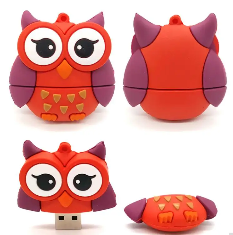 Cartoon Animal USB Flash Drive 64GB 8GB Cute Penguin Owl Bee Fox ...