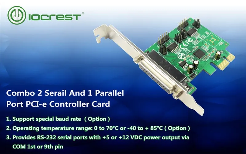 Iocrest Ax99100 Chipset Combo 2 Db-9 Serial (rs-232,Com) + 1 Db-25 Parallel Printer Ports (lpt1 ...