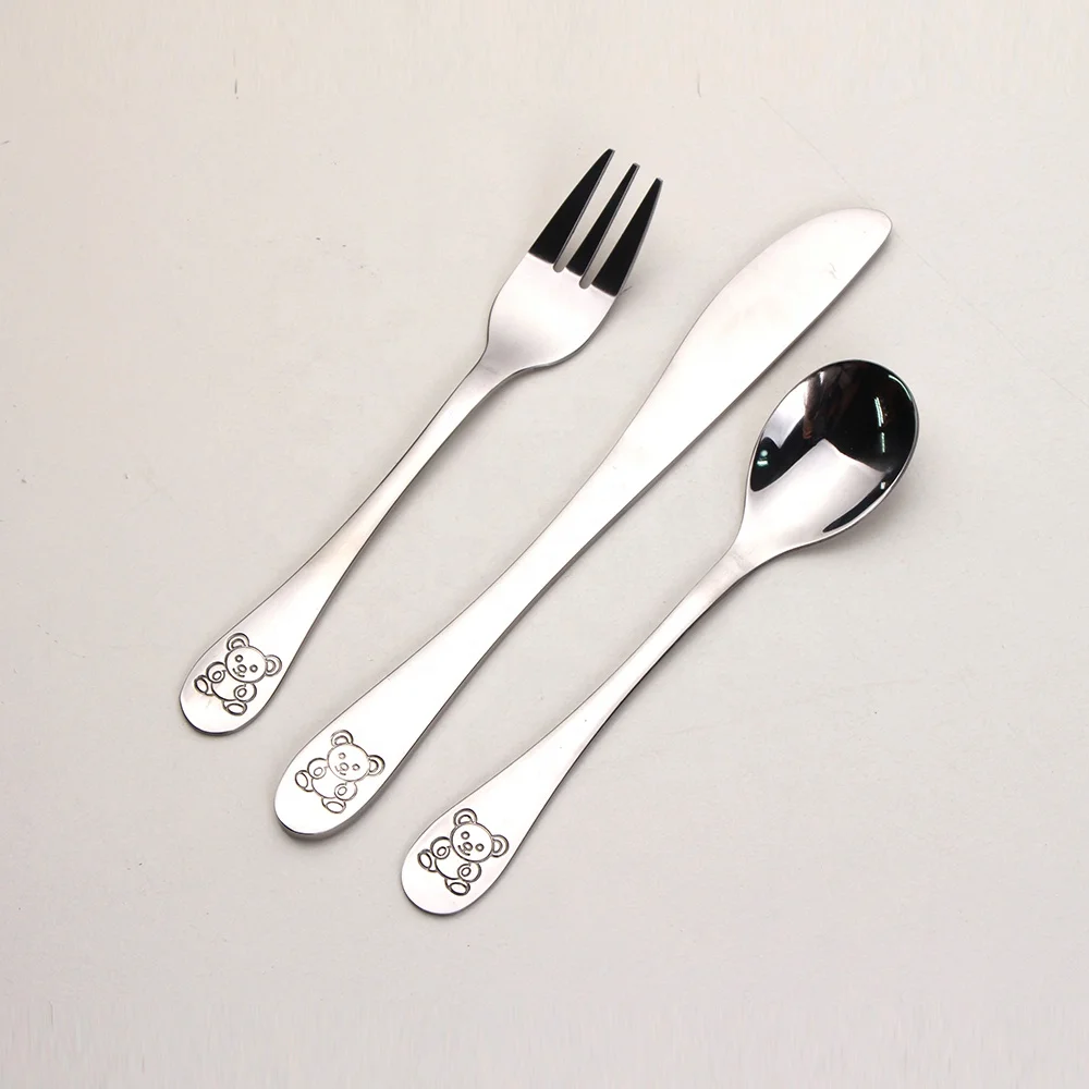 3pcs Stainless Steel Children Cutlery Set - Back to School