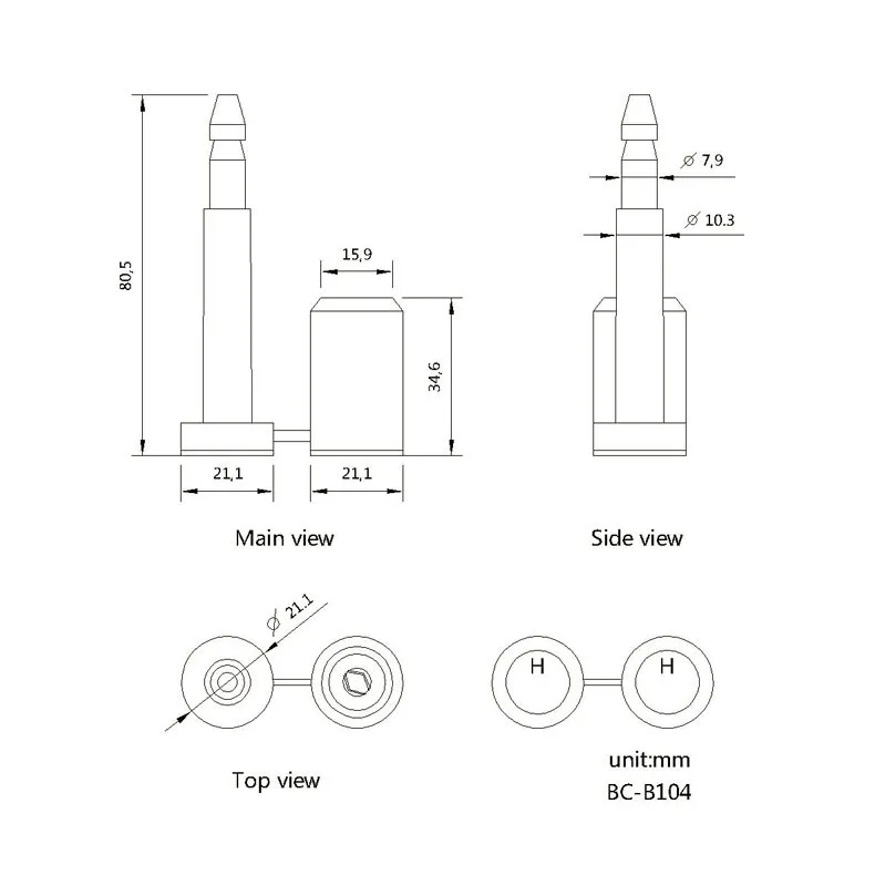 One Time Use Lock Container Bolt Seal Cutter B104 - Buy Container Lock ...