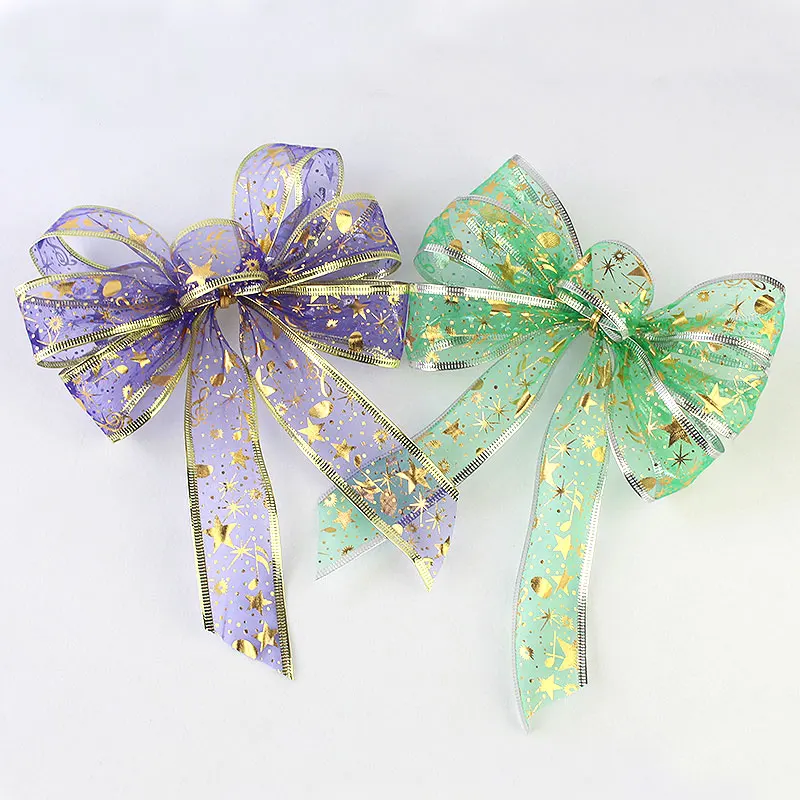 Elegant Christmas Organza Glitter Wire-Edged Ribbon Bow