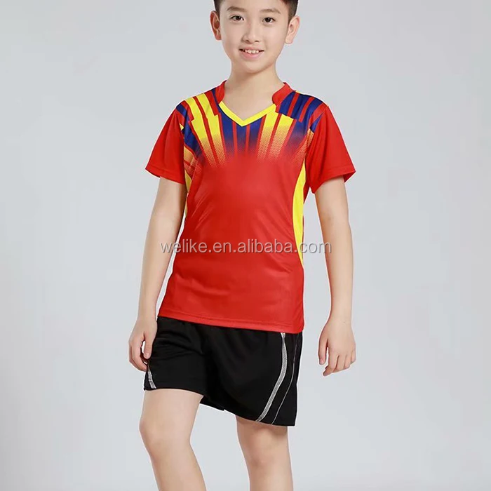 Red Badminton T Shirt Design Youth Badminton Jersey And Shorts ...
