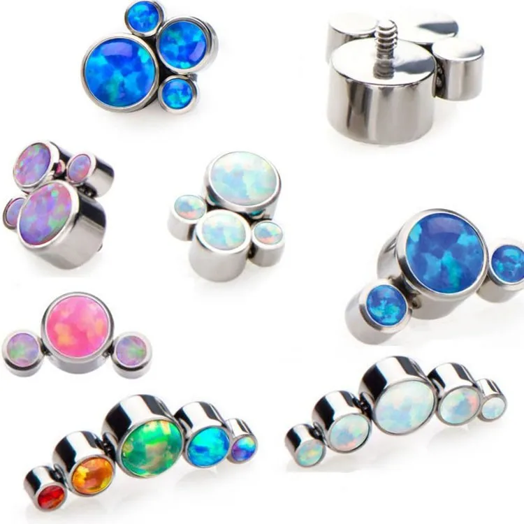 Titanium 3,4,5 Synthetic Opal Flower Micro Dermal Anchor Cluster Tops ...