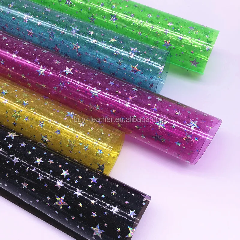 0.5mm X 48inch PVC Glitter Film with Stars Fabric - Buy Leather