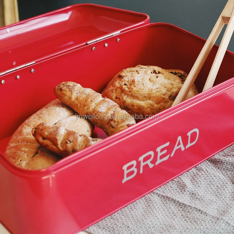 Popular Red Metal Bread Boxes/bread Bin Metal Storage Container With ...