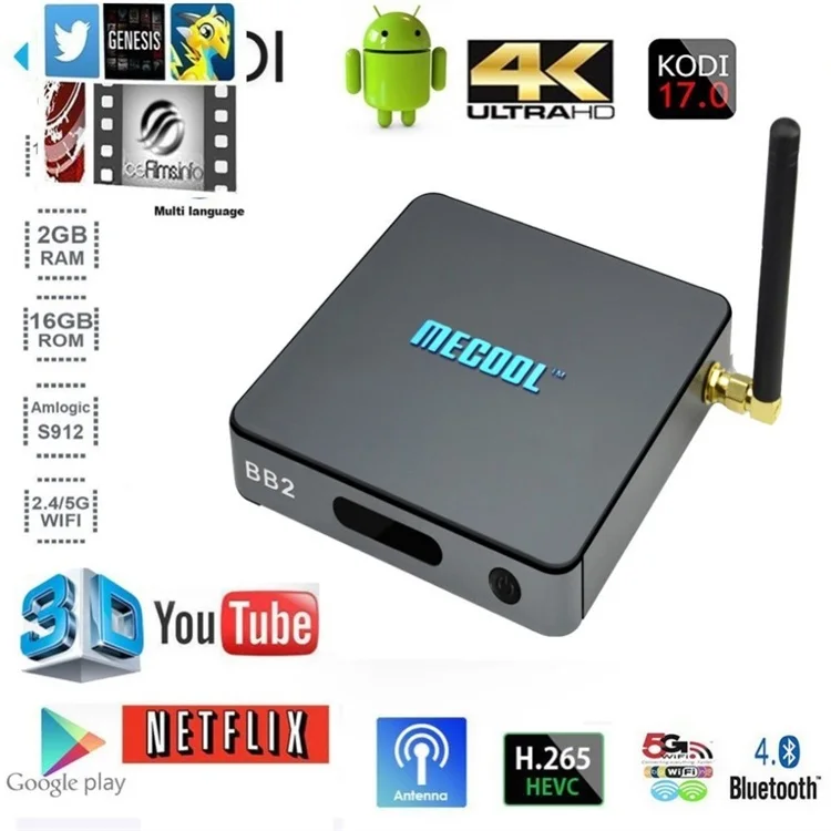 New Arrival Mecool Bb2 Pro 2g/16g Android 6.0 Amlogic S912 Player Smart ...