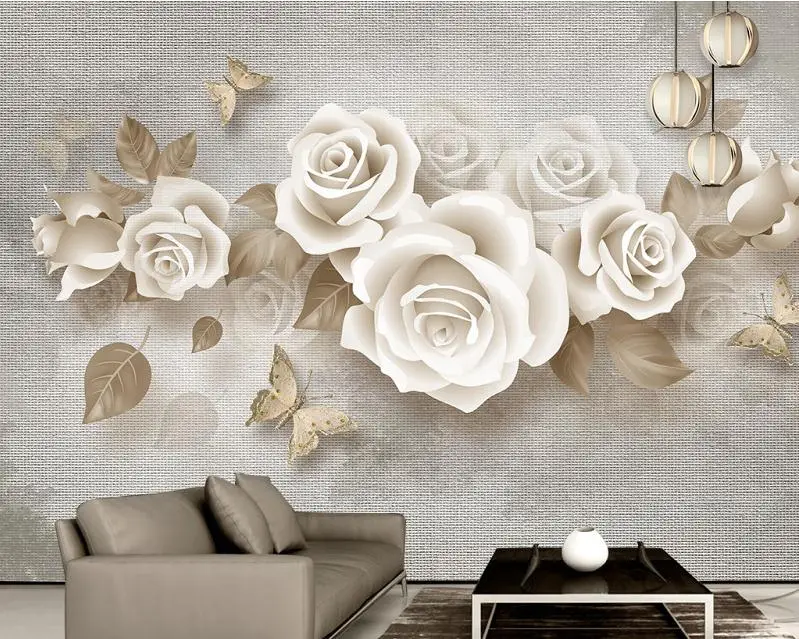 3d Embossed Rose Wall Murals European Retro Wallpaper Home Decoration ...