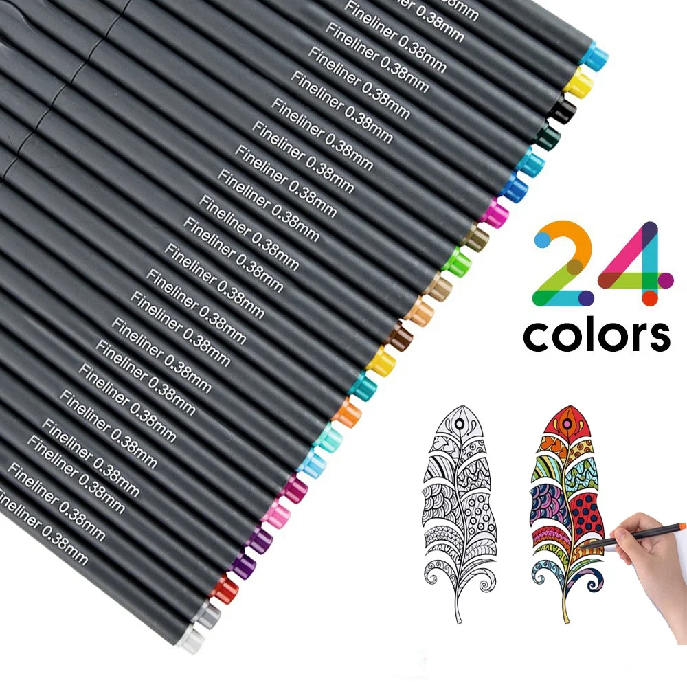 Fineliner Color Pen Set,0.4 Mm Fine Line Drawing Pen,Porous Fine Point ...