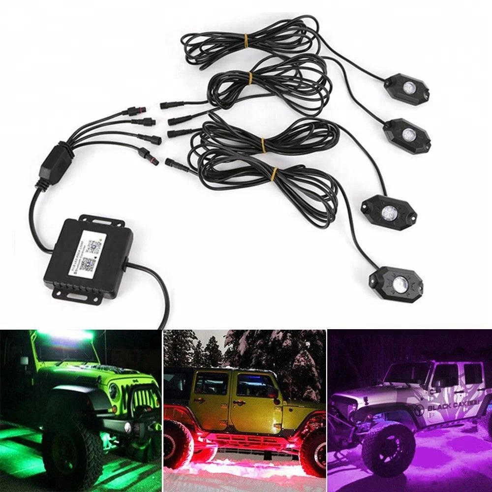 4 Pods 8 Pods Led Rgb Rock Lights Bluetooth Car Accessories Led Rock ...