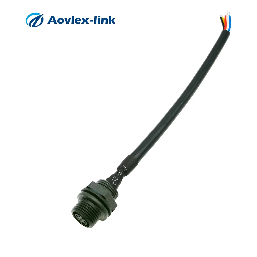 M12 Plastic Circular Connector 6pin Female Rear Fastened Solder Panel ...