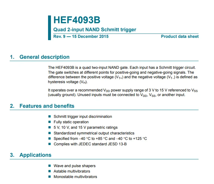 Ic 4093 Hef4093 Hef4093b Hef4093bp Nand Gate Ic 4 Channel Schmitt ...