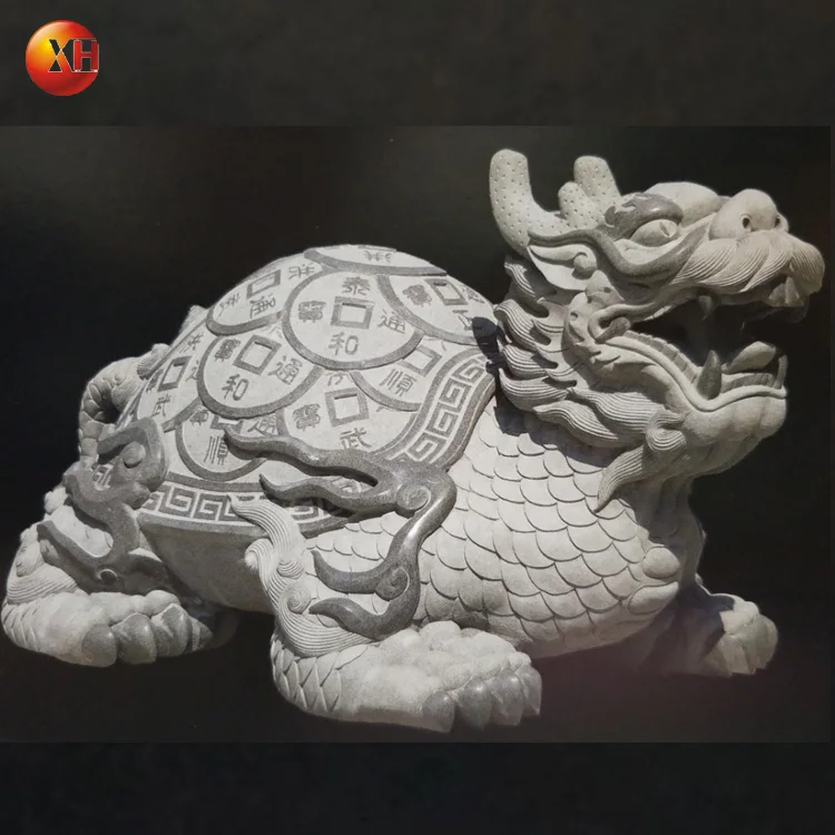 Natural Granite Stone Carved Dragon Turtle for Home Decoration