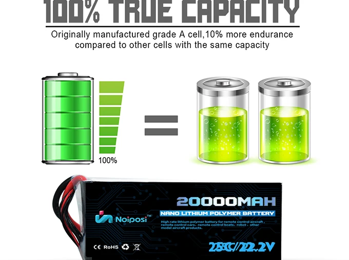 Oem 20000mah High Capacity Battery Batteries 22.2v 6s Lipo Battery ...