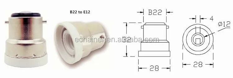 B22 To E22 Light Bulb Lamp Socket Base Adapter Holder Ce Rohs Approved ...