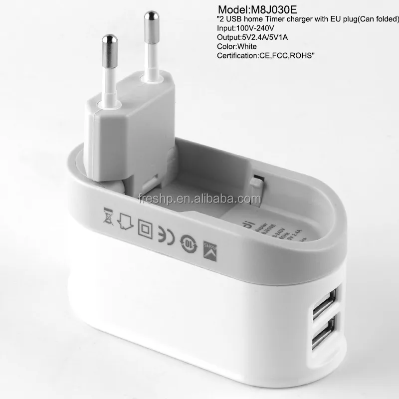 Budi 2 Usb Timer Wall Home Charger With Timer Folding Eu Plug Travel ...